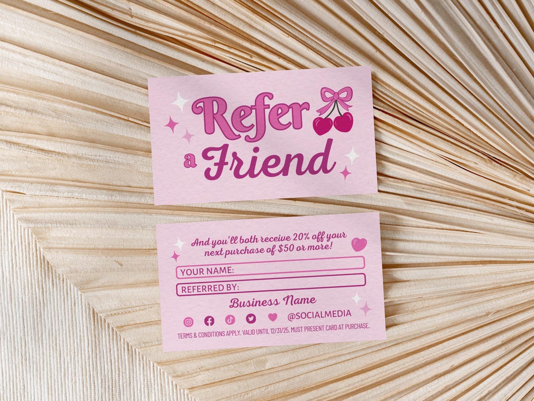 Beauty Salon Refer Friend Business Card Canva Template, DIY Printable ...