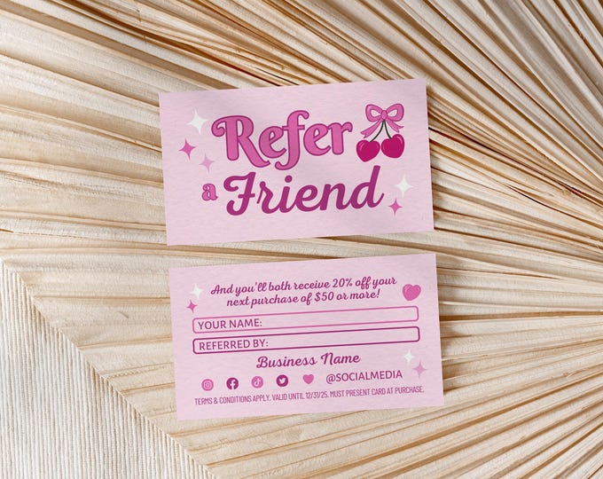 Beauty Salon Refer Friend Business Card Canva Template, DIY Printable ...