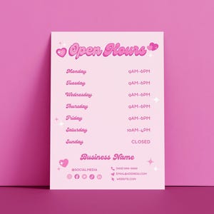 Y2K Open Hours Sign Canva Template, Retro DIY Printable Editable Beauty ...