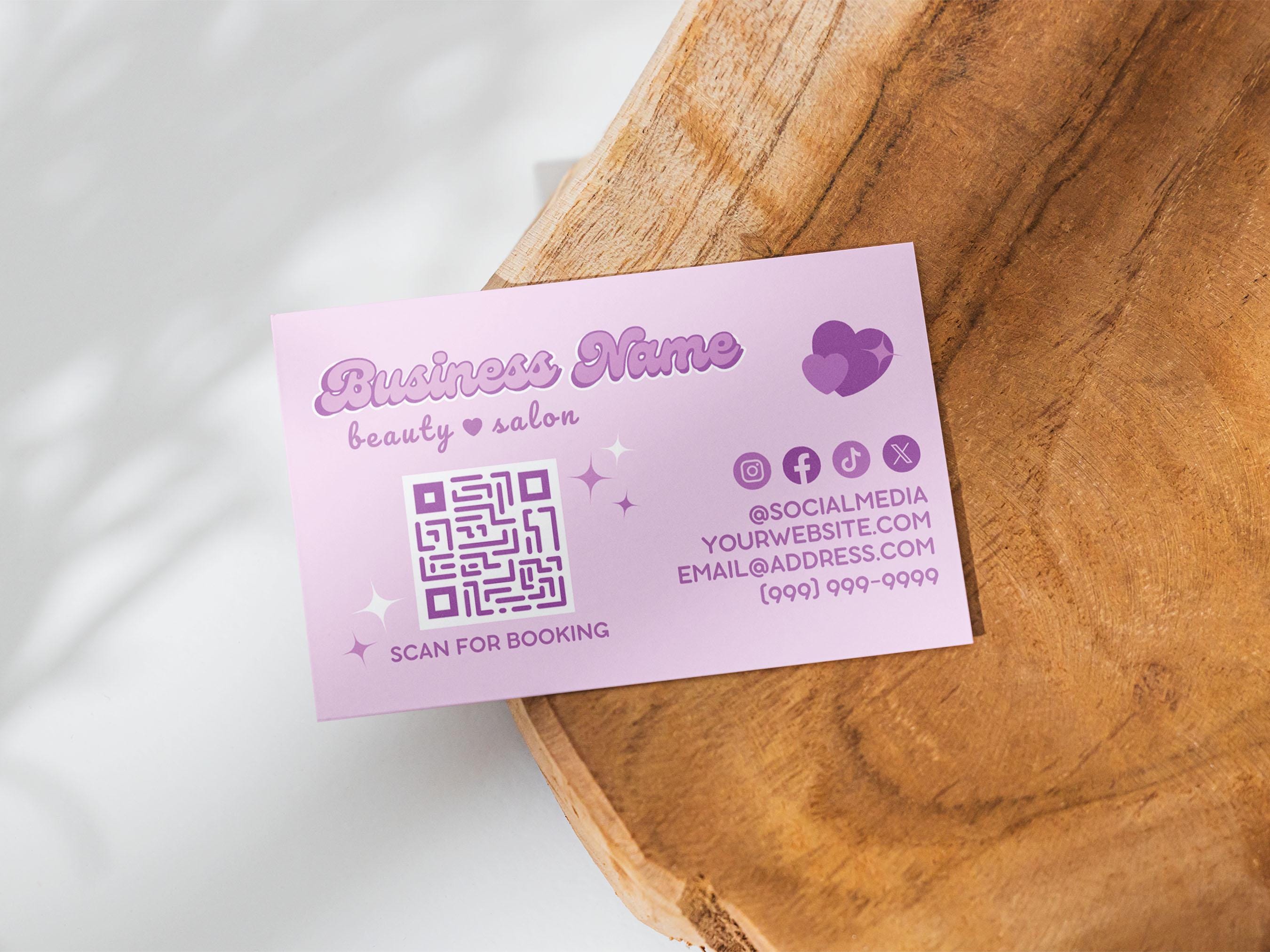 Y2K Beauty QR Code Business Card Canva Template, DIY Printable Editable ...