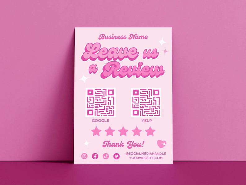 Leave Us a Review QR Code Sign Canva Template, Beauty Salon Airbnb ...