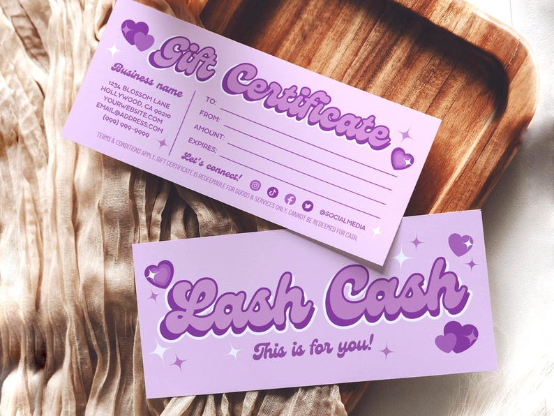 Lash Cash Gift Certificate Canva Template, DIY Printable Editable ...