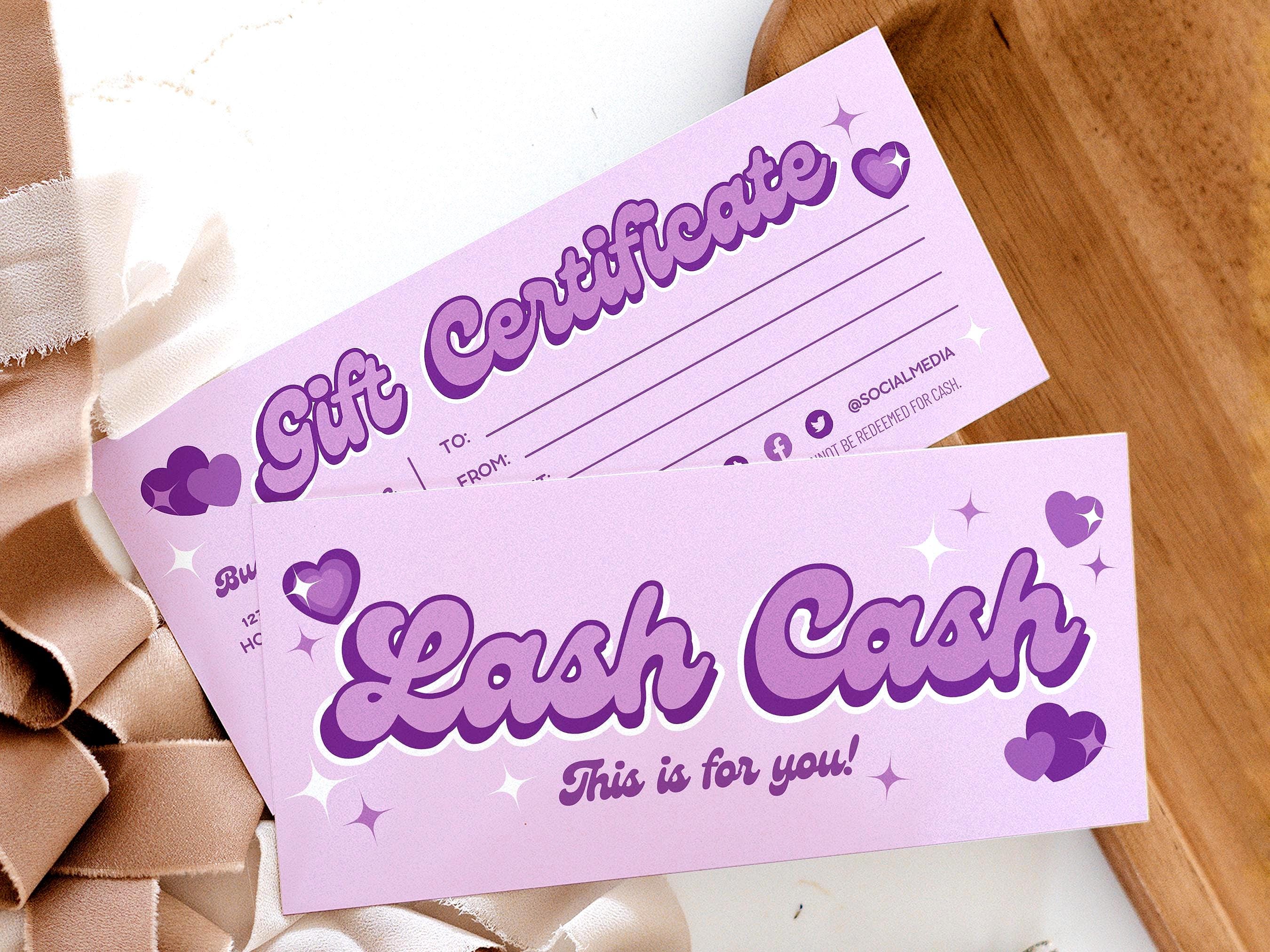 Lash Cash Gift Certificate Canva Template, DIY Printable Editable ...