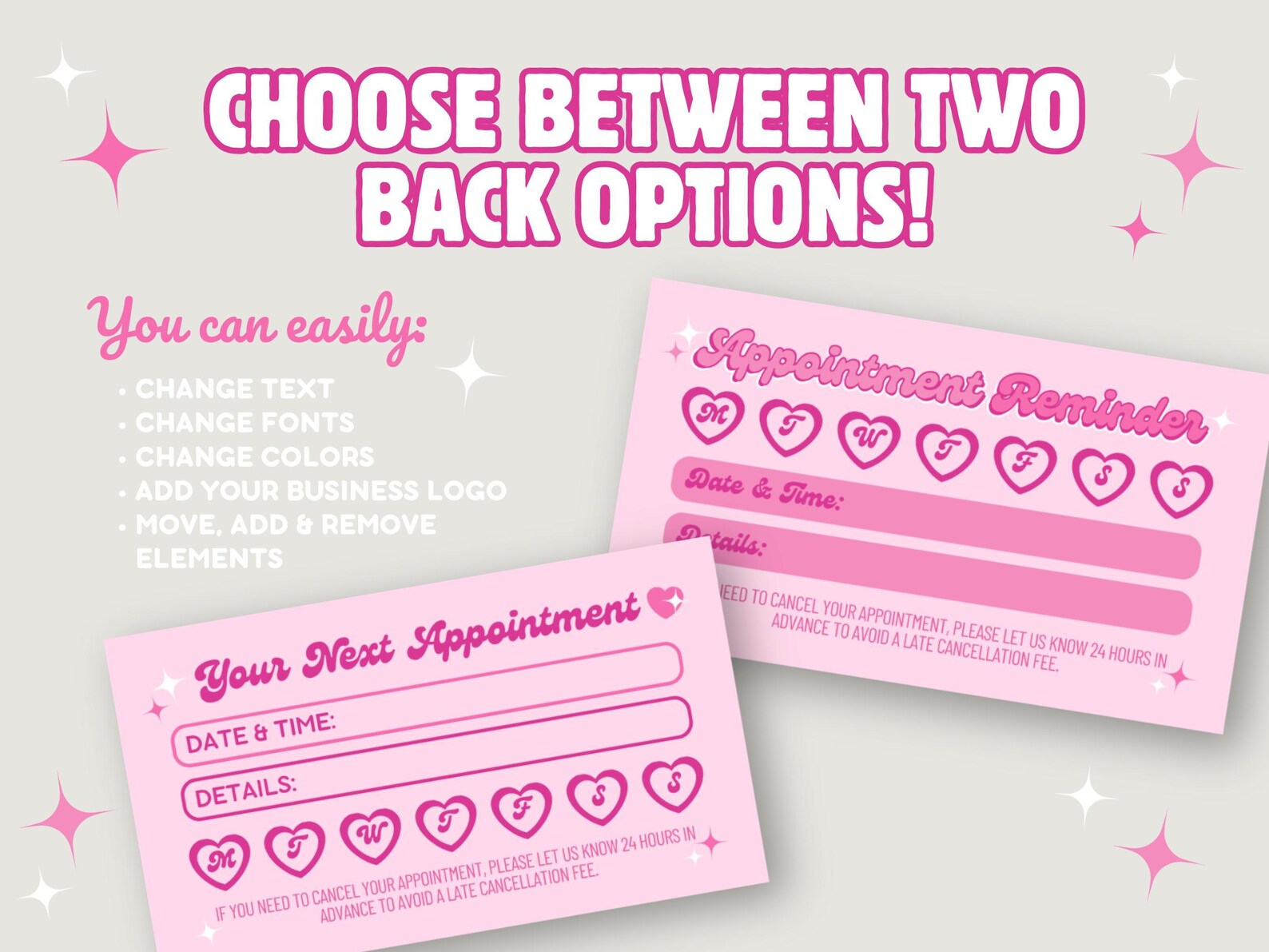 Beauty Salon Appointment Reminder Card Canva Template, Y2K DIY ...