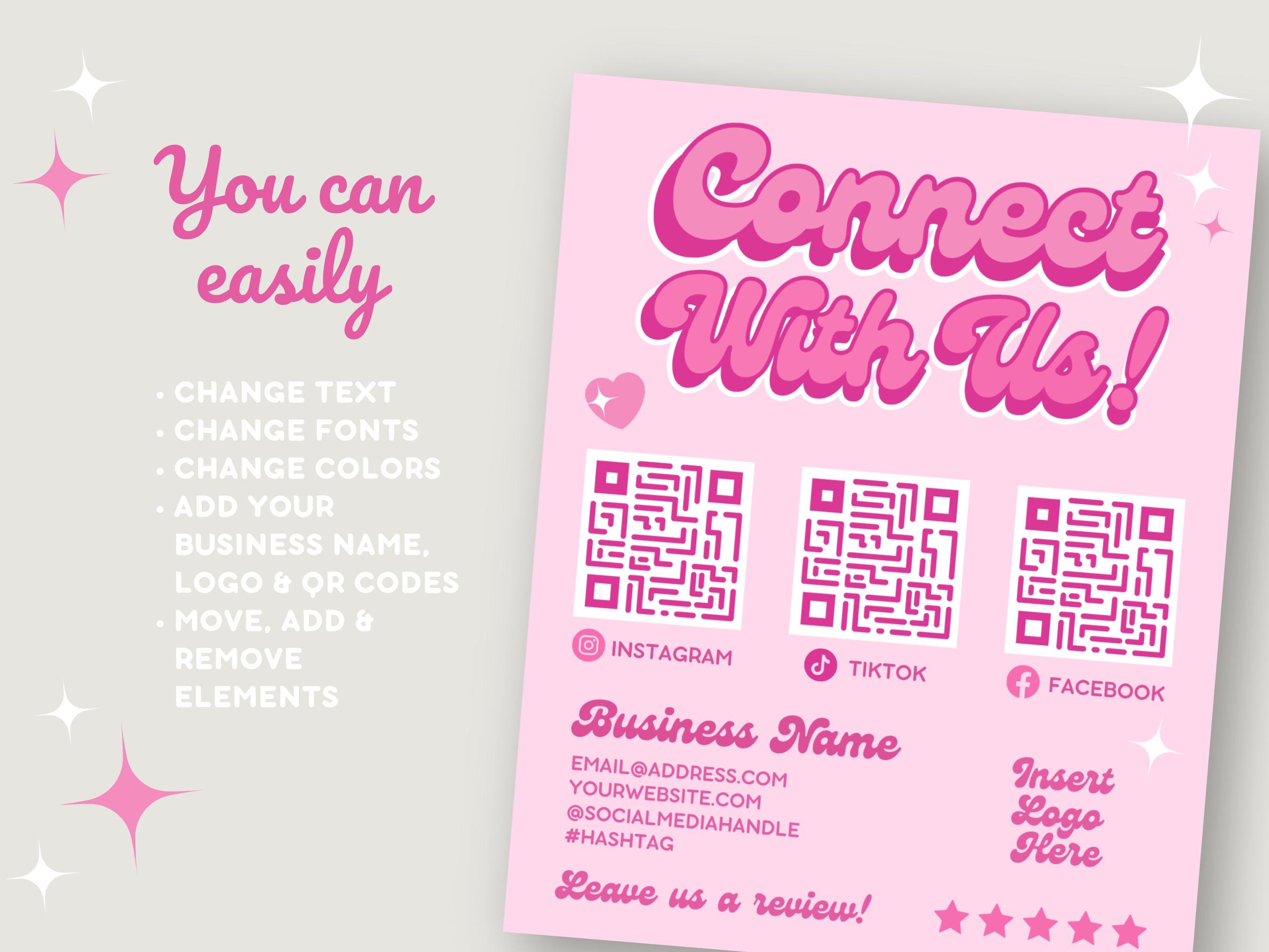 Social Media & Scan to Pay Sign Canva Templates, DIY Editable Printable ...