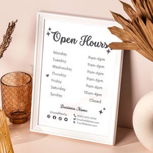Retro Opening Hours Sign Canva Template, Editable Printable Shop Open ...