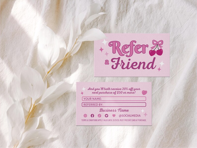 Beauty Salon Refer Friend Business Card Canva Template, DIY Printable ...
