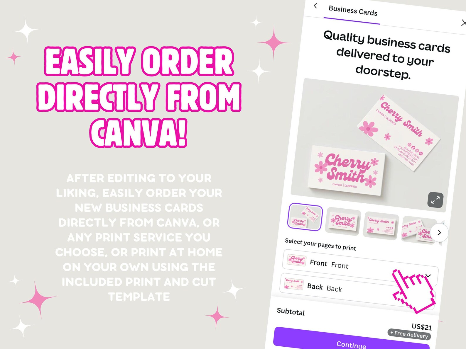 Y2K Beauty Salon Business Card Canva Template, DIY Printable Editable ...