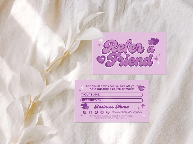 Beauty Salon Refer Friend Business Card Canva Template, Y2K DIY ...