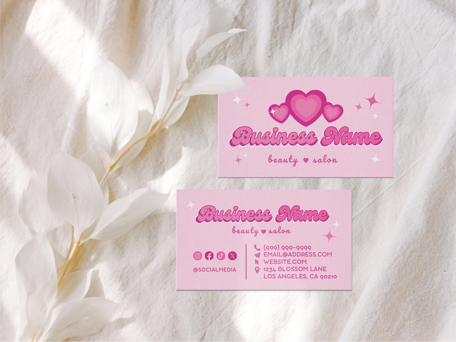 Y2K Beauty Salon Business Card Canva Template, DIY Printable Editable ...