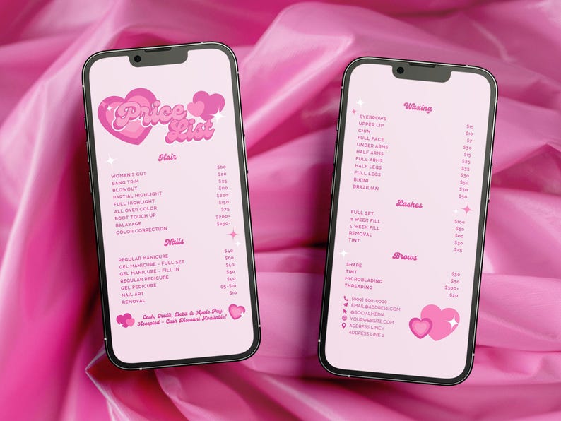 Y2K Salon Price List Aesthetic Canva Template, DIY Editable Beauty Hair ...