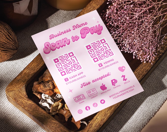 Y2K Scan to Pay QR Code Sign Canva Template, Accepted Payments Vendor ...