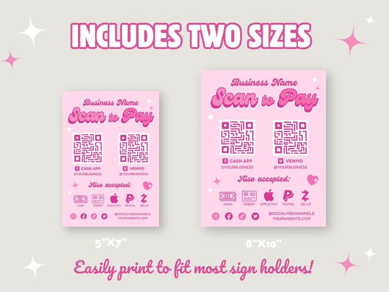 Scan to Pay QR Code Sign Canva Template, DIY Printable Editable ...