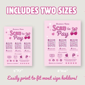 Cherry Scan to Pay QR Code Sign Canva Template, Editable Printable DIY ...
