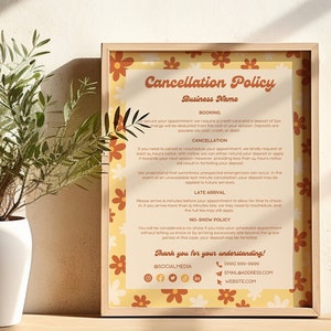 Editable Salon Cancellation Policy Sign Canva Template, Boho DIY ...