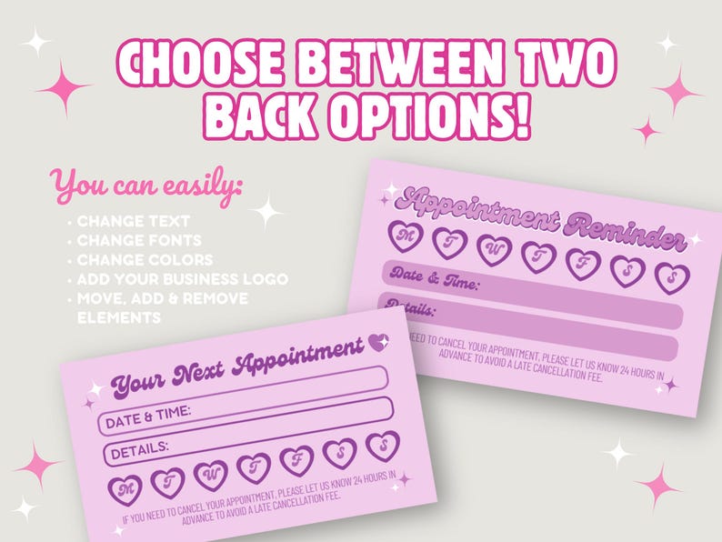 Beauty Salon Appointment Reminder Card Canva Template, Y2K DIY ...