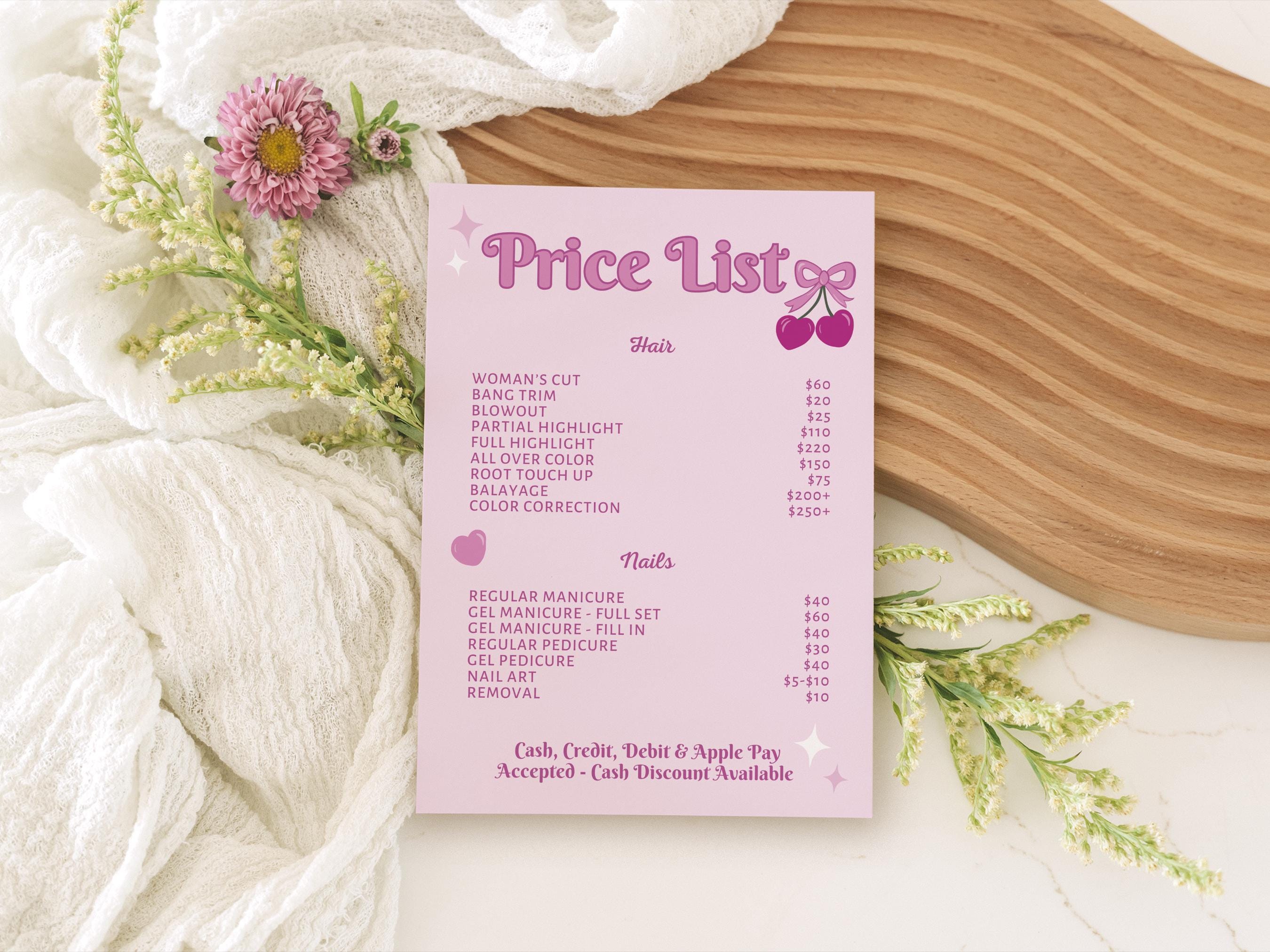 Coquette Cherry Price List Flyer Canva Template, DIY Printable Editable ...