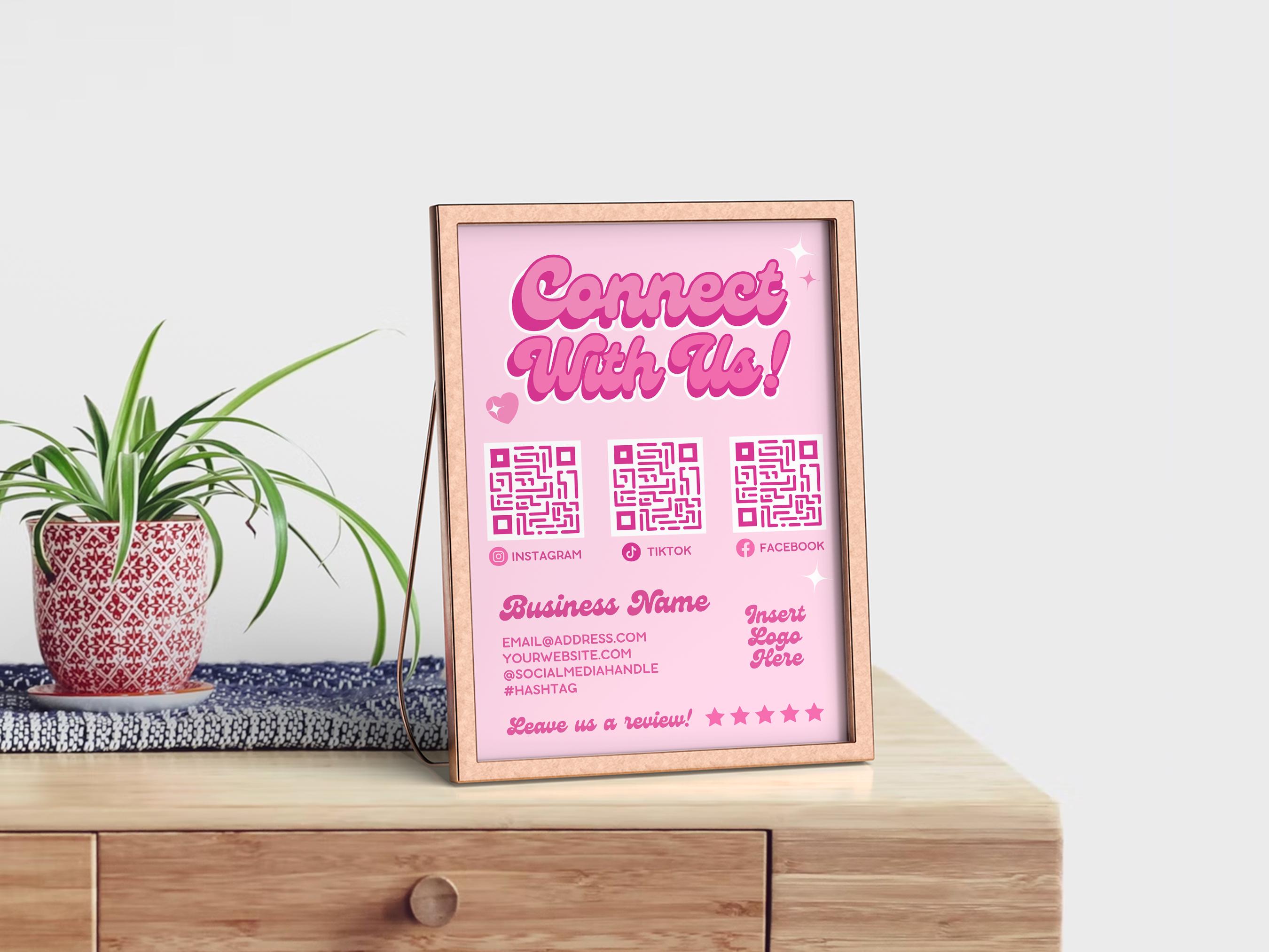 Social Media & Scan to Pay Sign Canva Templates, DIY Editable Printable ...