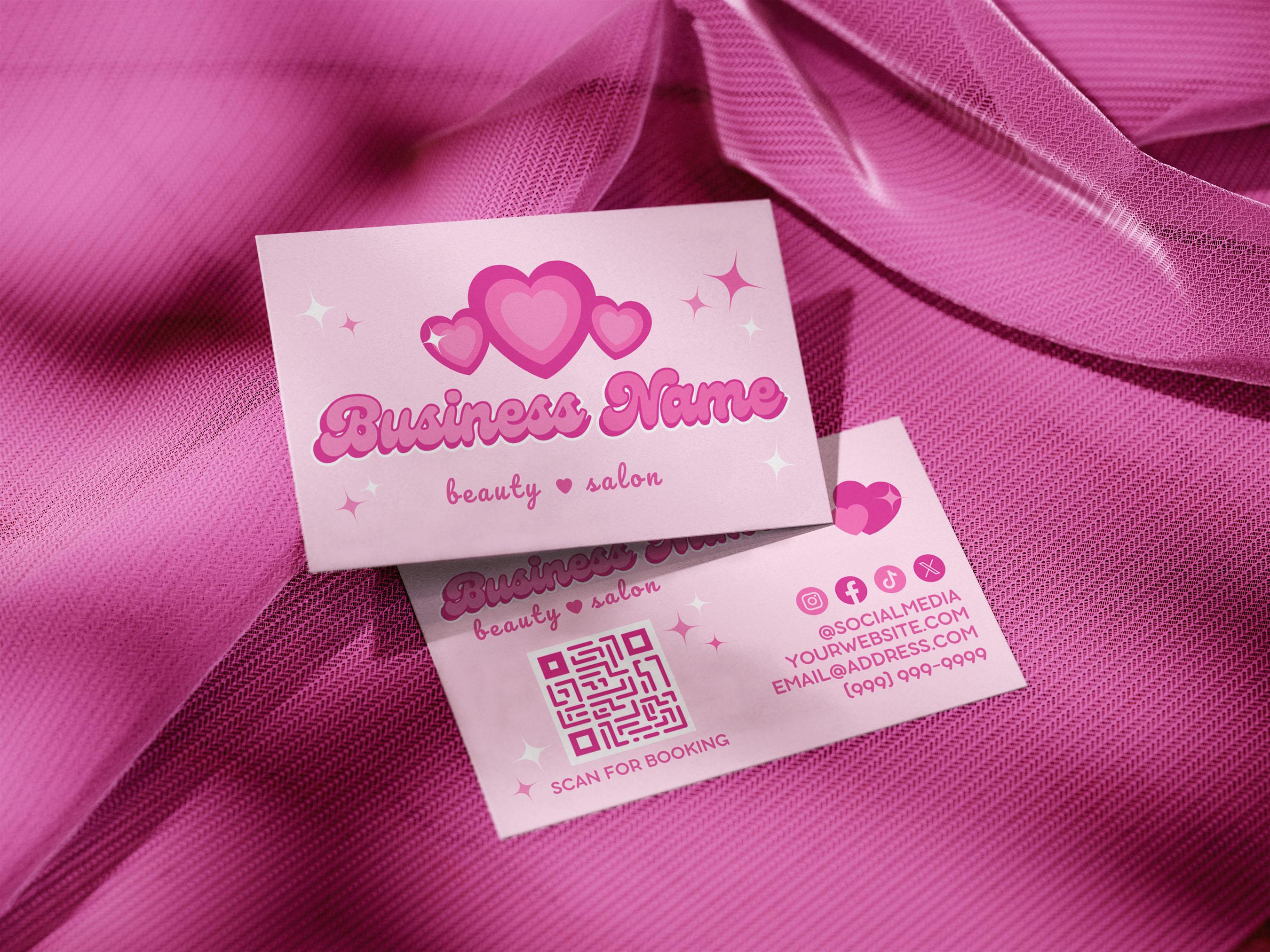 Y2K Beauty QR Code Business Card Canva Template, DIY Printable Editable ...