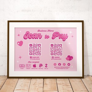 Y2K Scan to Pay QR Code Sign Canva Template, Accepted Payments Vendor ...