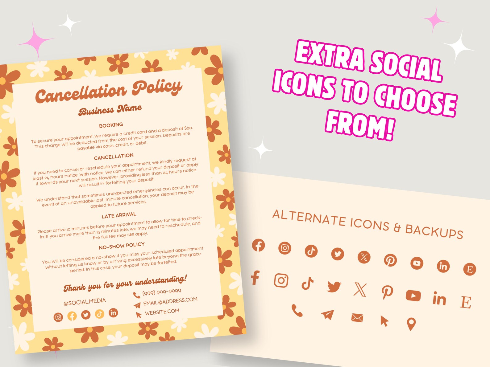 Editable Salon Cancellation Policy Sign Canva Template, Boho DIY ...