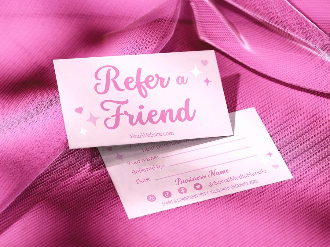 Beauty Salon Refer Friend Business Card Canva Template, DIY Printable ...