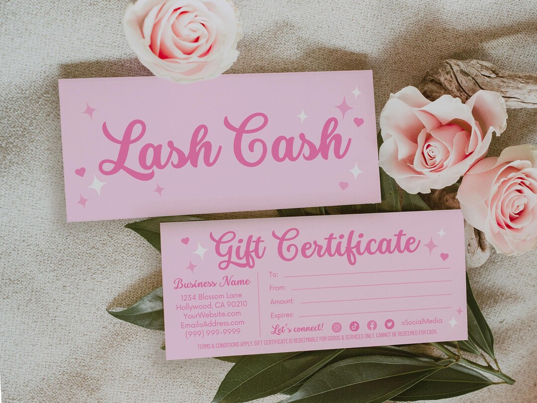 Lash Cash Gift Certificate Canva Template, DIY Printable Editable ...