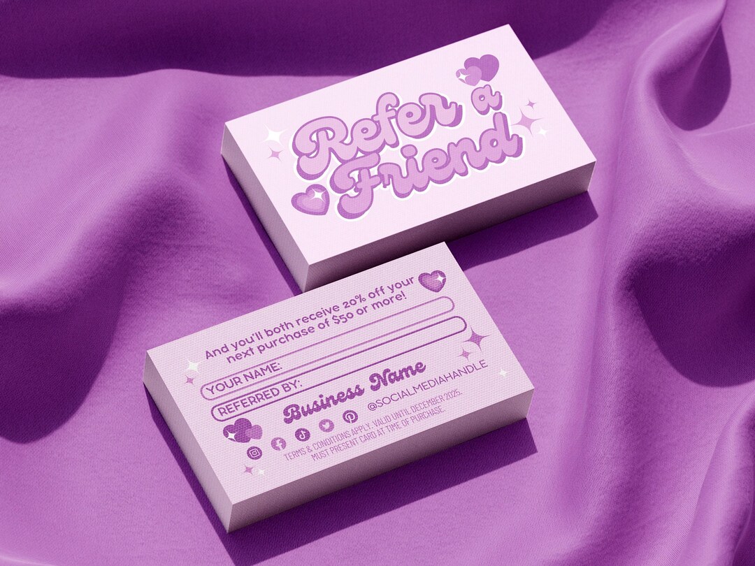 Beauty Salon Refer Friend Business Card Canva Template, Y2K DIY ...