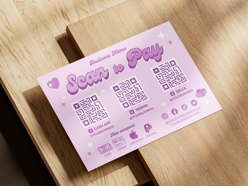 Y2K Scan to Pay QR Code Sign Canva Template, Girly Accepted Payment ...