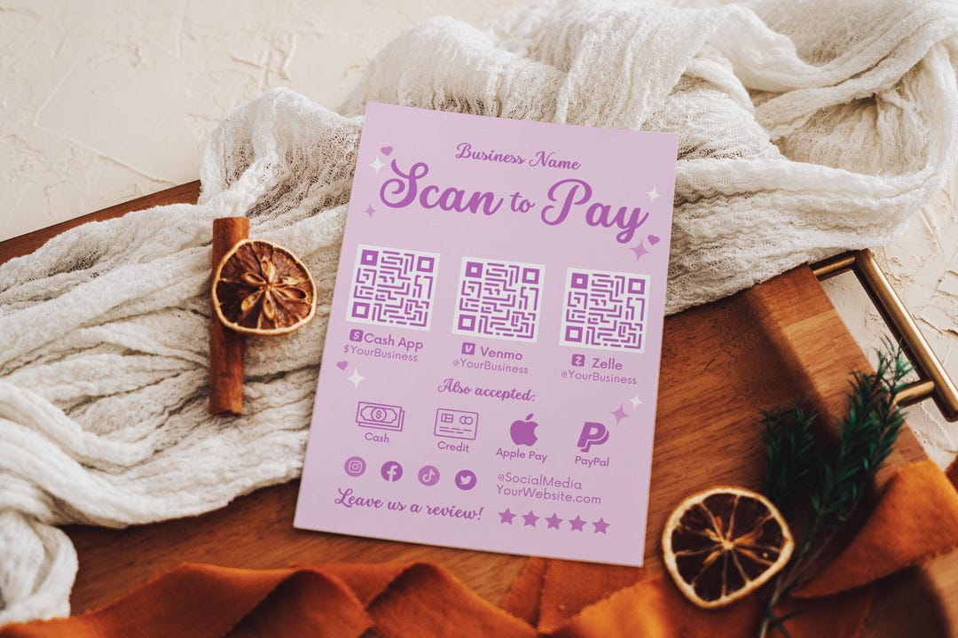Scan to Pay QR Code Sign Canva Template, Editable Small Business ...
