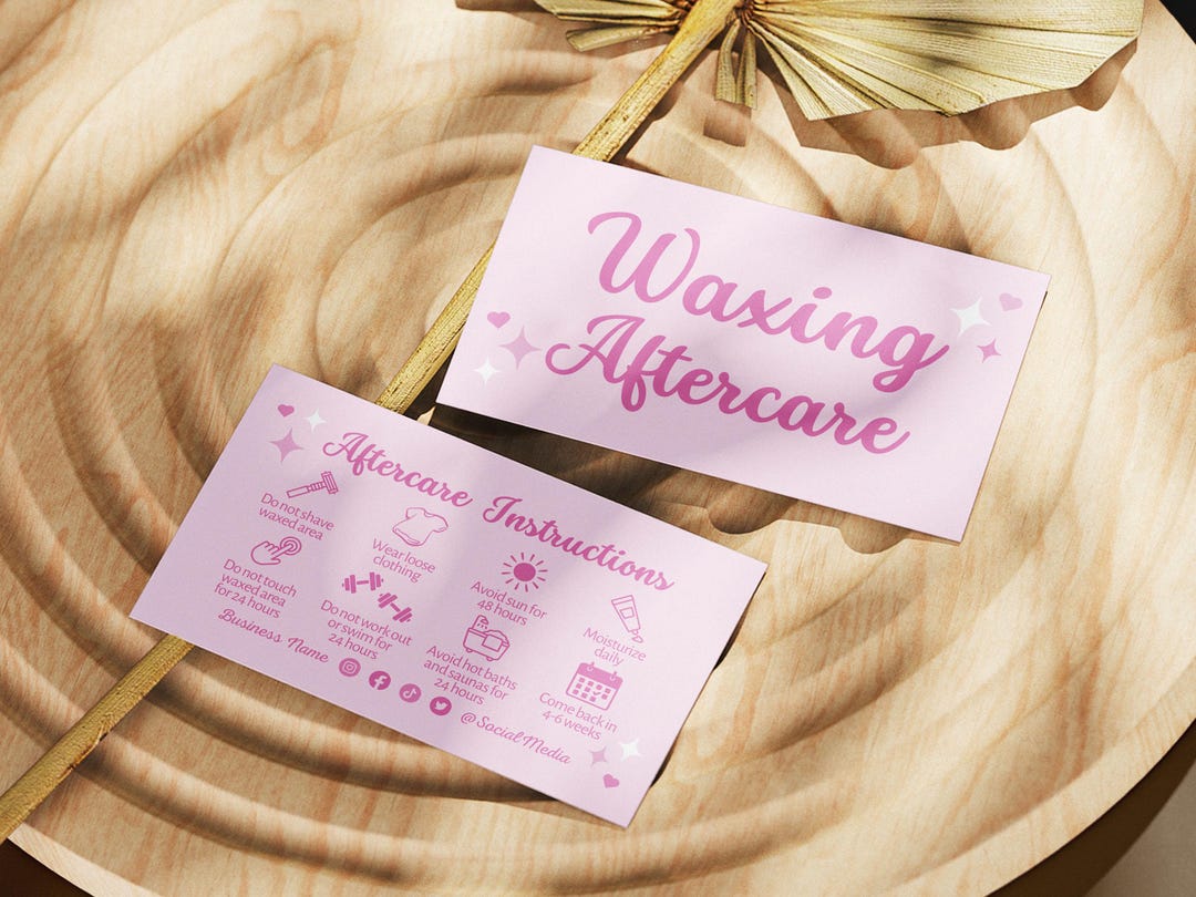 Waxing Care Instructions Card Canva Template, DIY Printable Editable ...