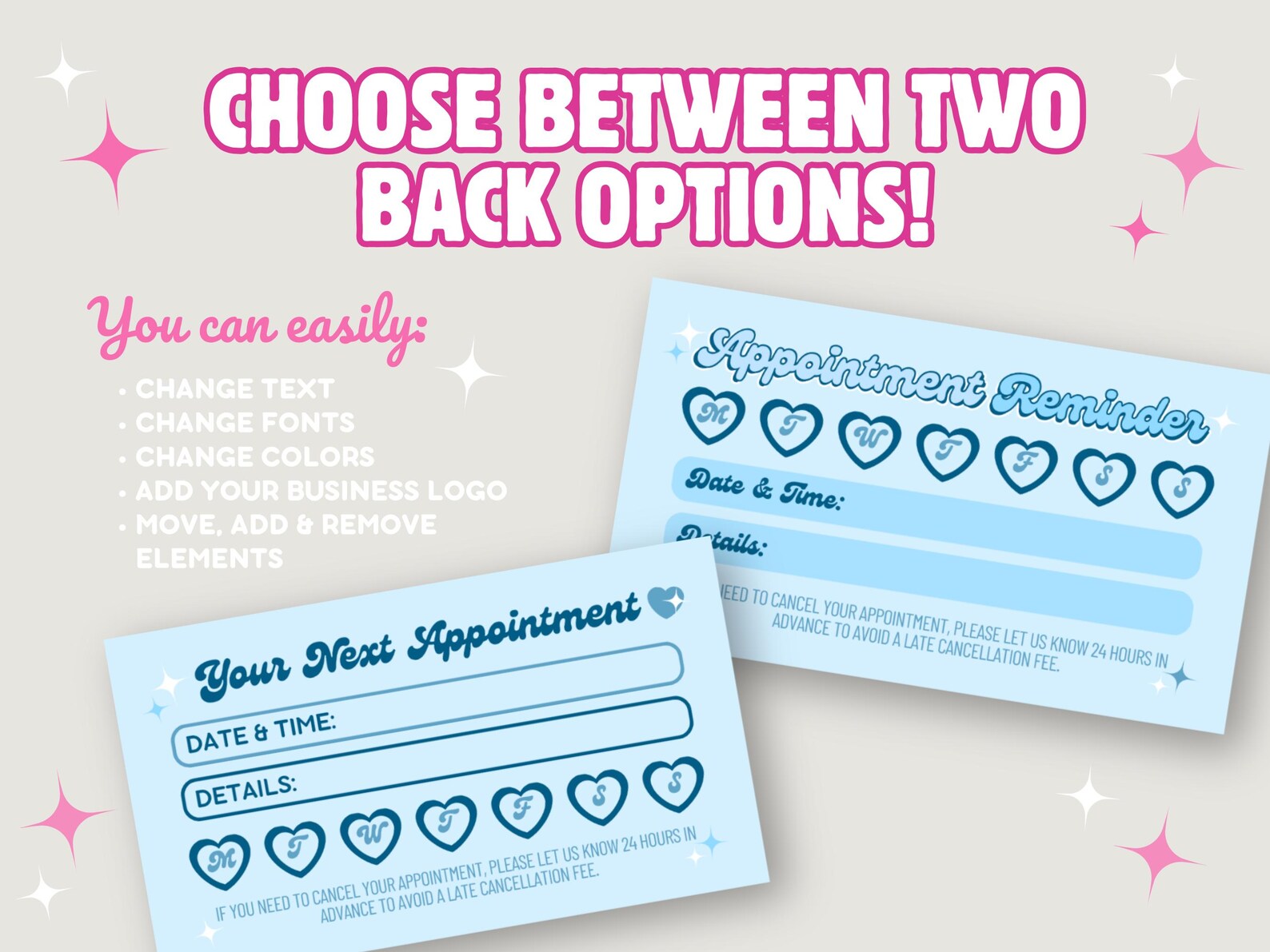 Beauty Salon Appointment Reminder Card Canva Template, Y2K DIY ...