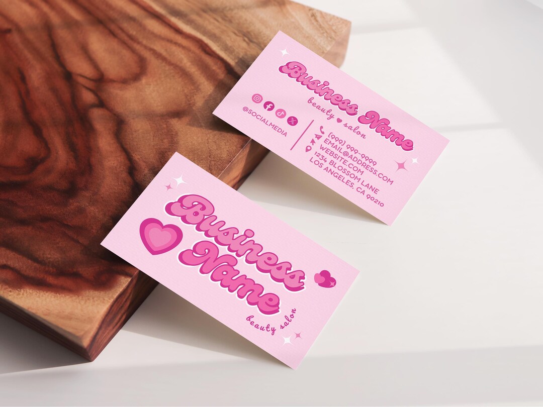 Y2K Beauty Salon Business Card Canva Template, DIY Printable Editable ...