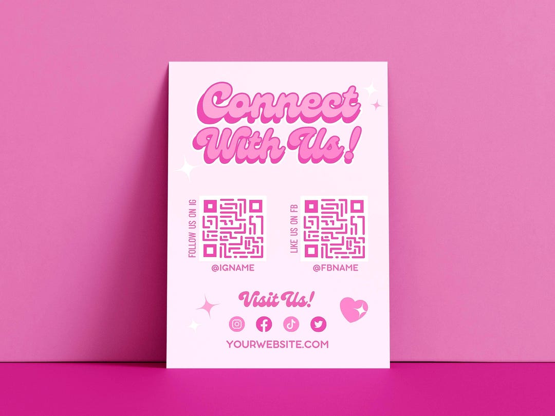 Social Media QR Code Sign Canva Template, Printable Connect With Us ...