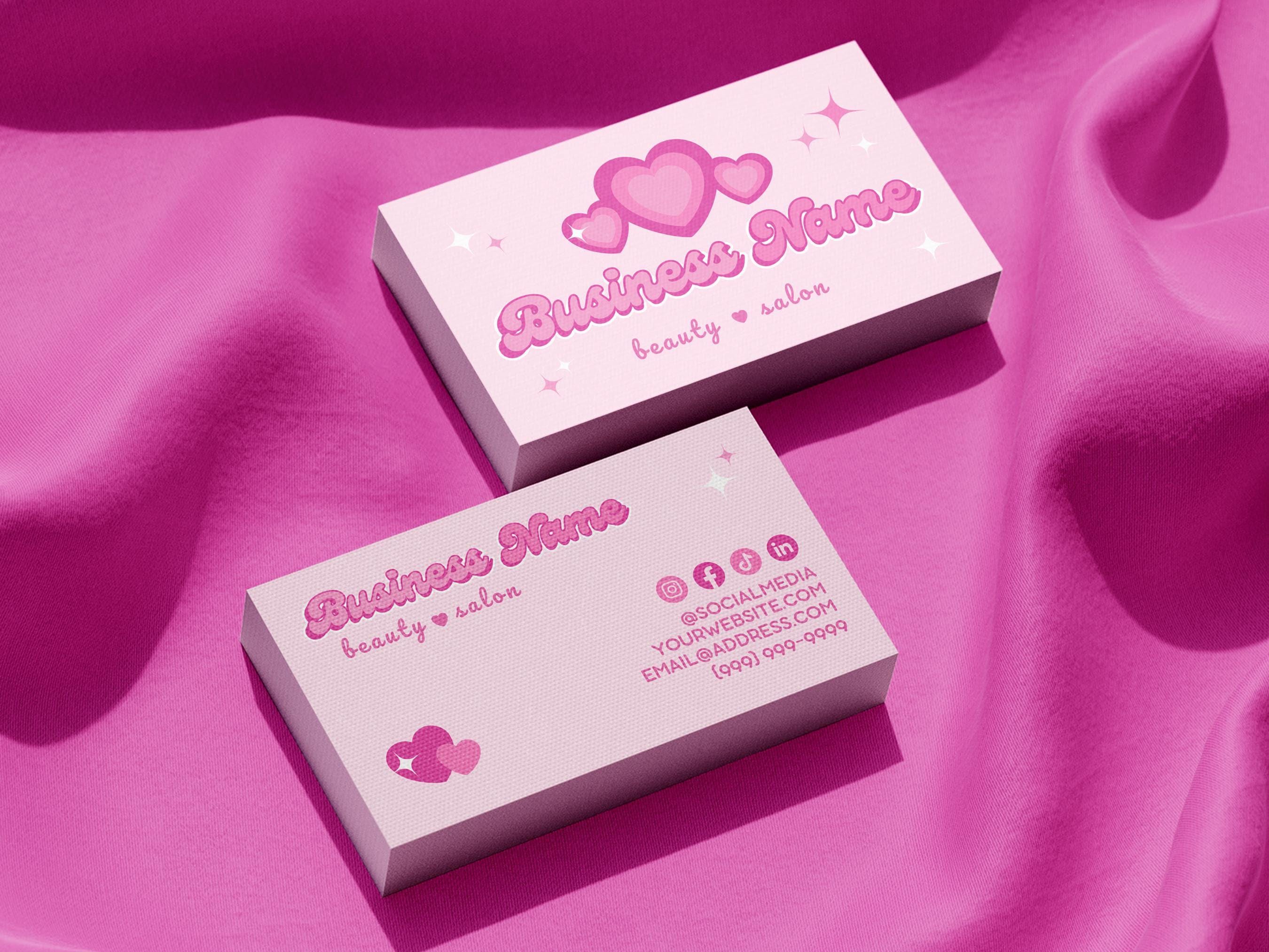 Y2K Beauty Salon Business Card Canva Template, DIY Printable Editable ...