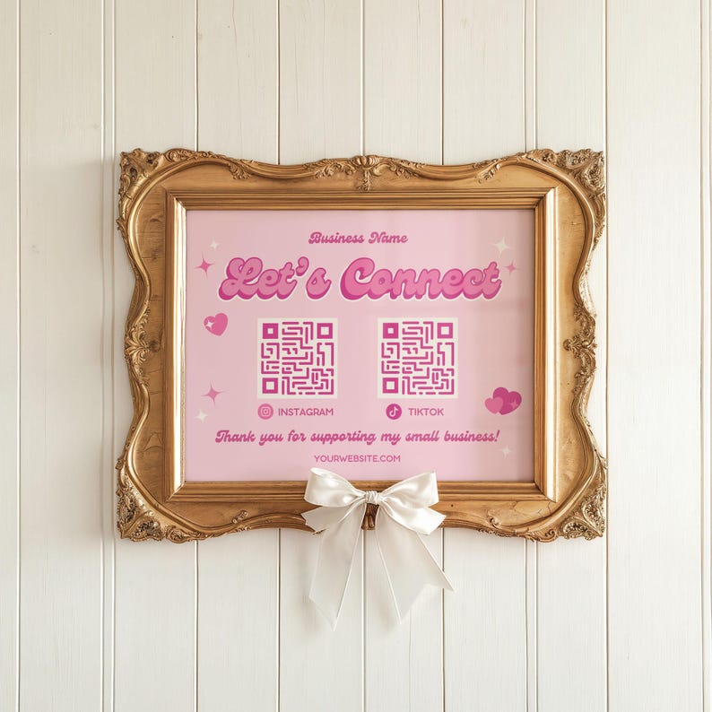 Social Media QR Code Sign Canva Template, Connect With Us Beauty Salon ...
