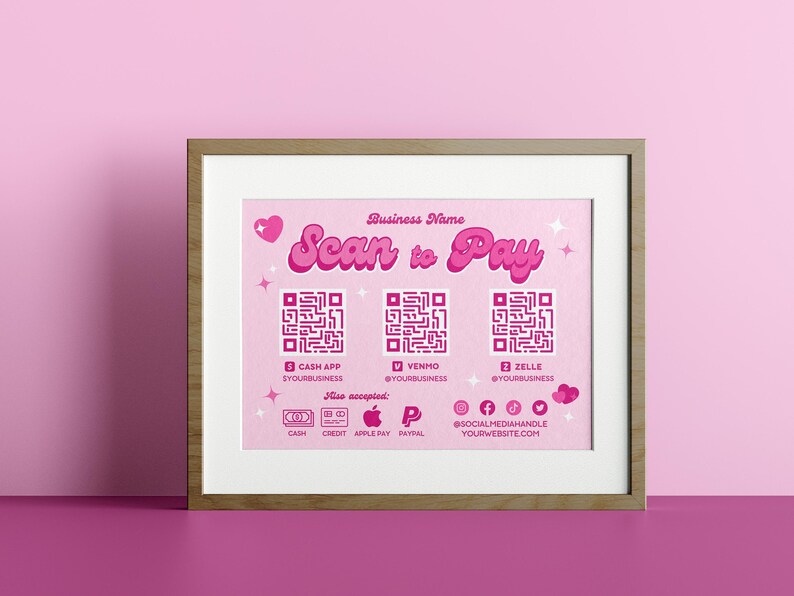Y2K Scan to Pay QR Code Sign Canva Template, Accepted Payments Vendor ...