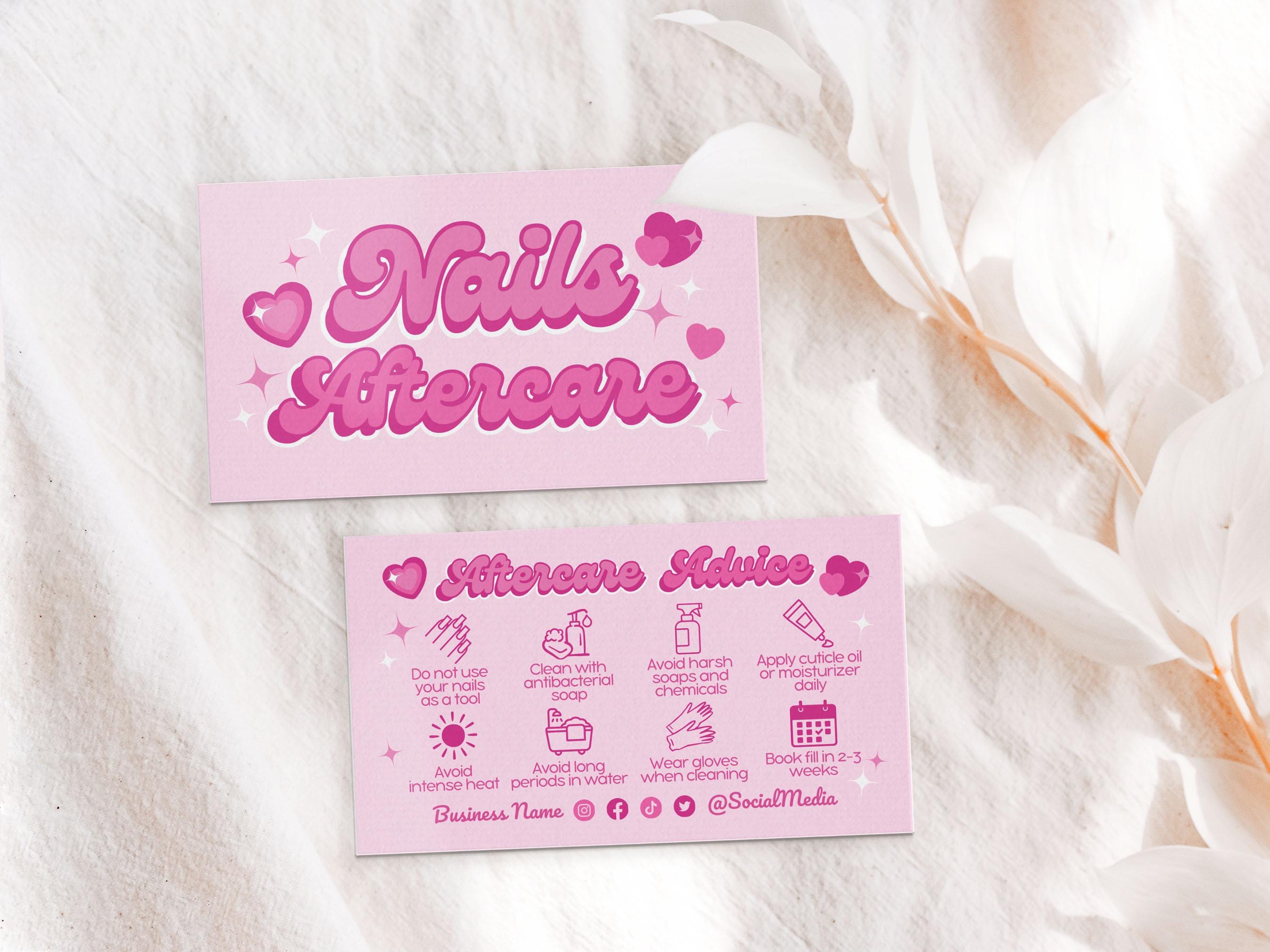 Nail Aftercare Advice Card Canva Template, DIY Printable Editable ...