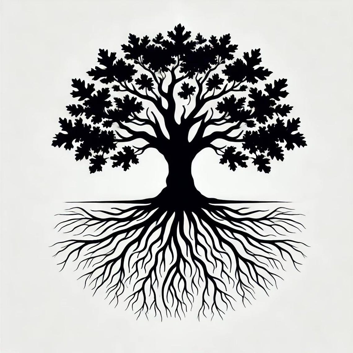 Southern Oak Tree With Roots SVG | Minimalist Southern Charm Clipart ...