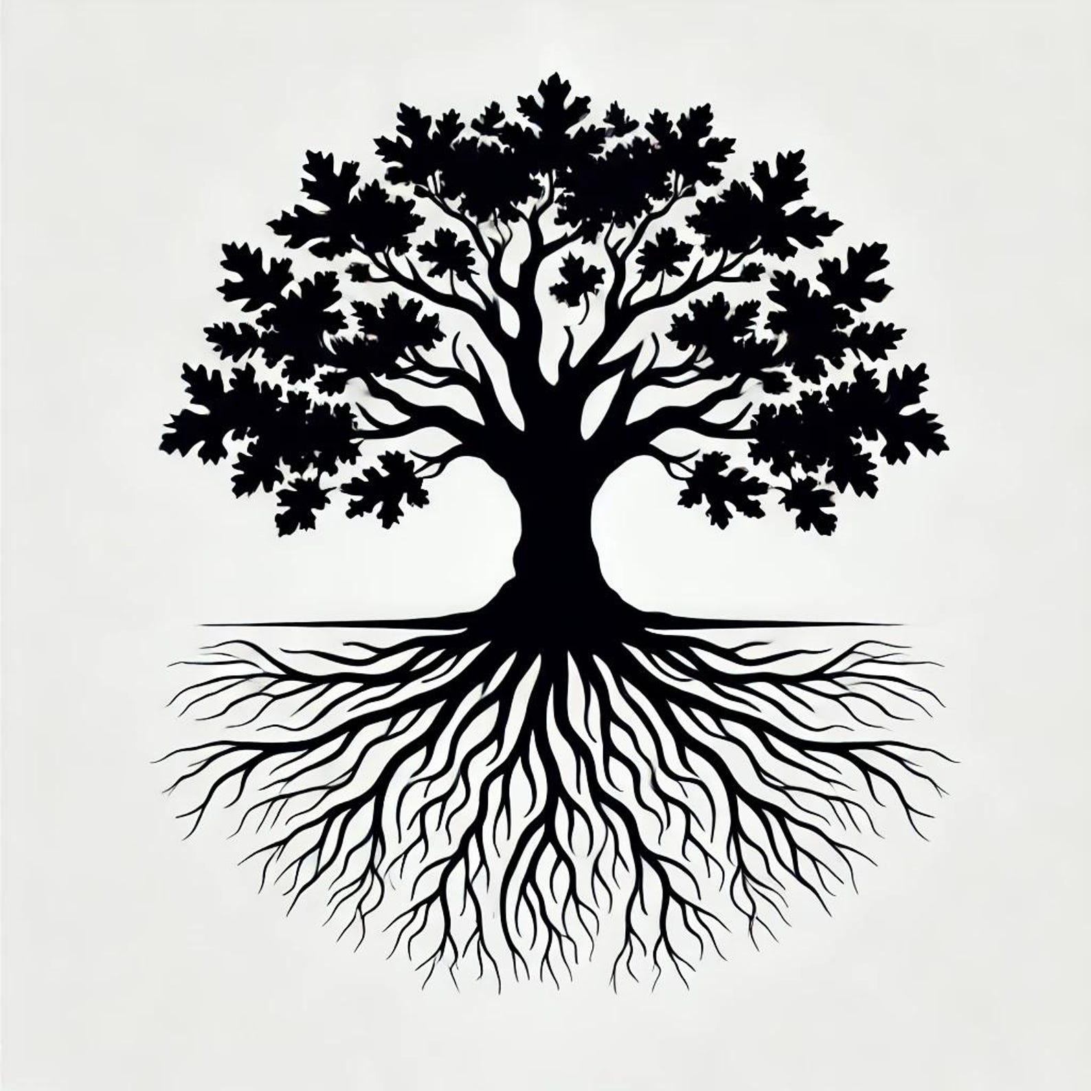 Southern Oak Tree With Roots SVG | Minimalist Southern Charm Clipart ...