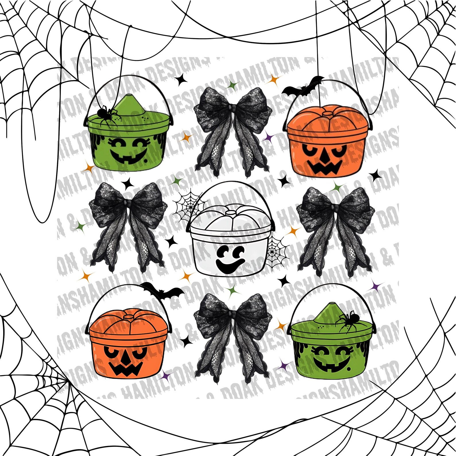 Halloween Boo Buckets PNG, Halloween Coquette Download, Retro Halloween ...