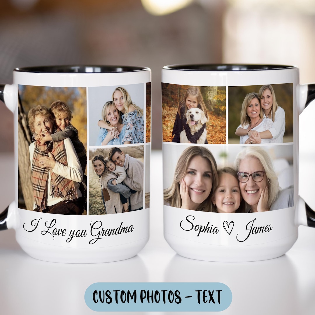 Custom Photo Collage Mug Photo Collage With Text Mug for His or Her ...