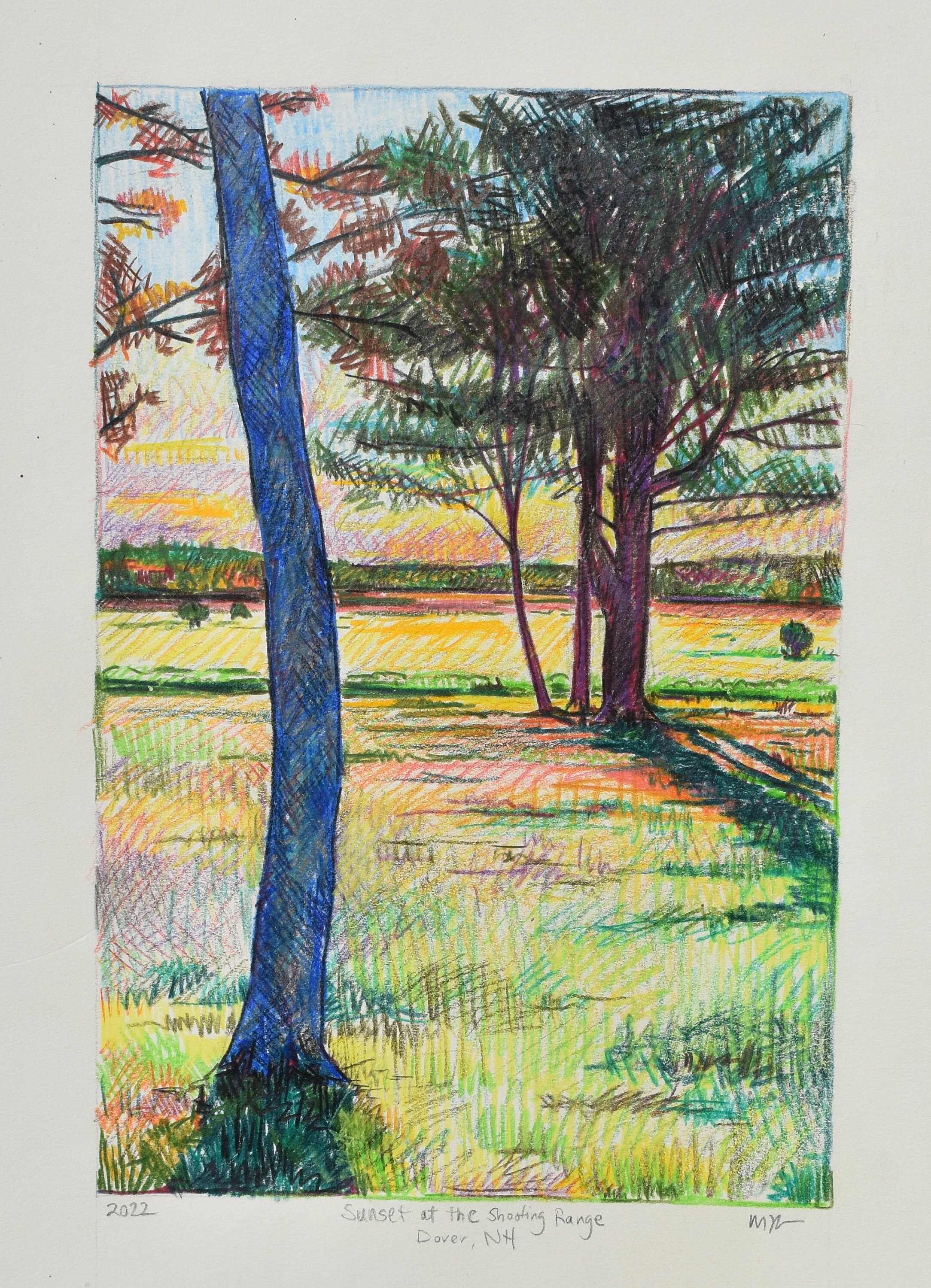 Colored Pencil Drawing - "sunset at the Shooting Range - Dover, Nh" - Etsy