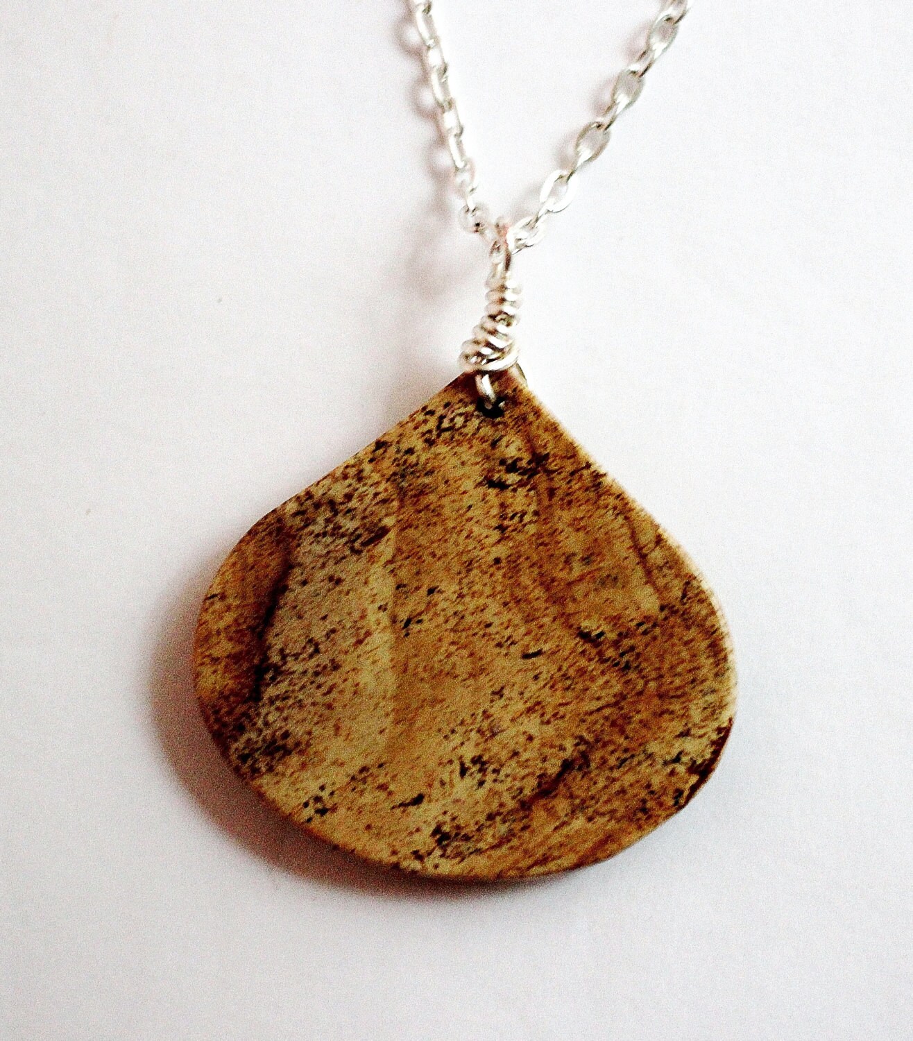 Polished Natural Stone Necklace Pendant, Wire Wrapped Necklace Pendant ...