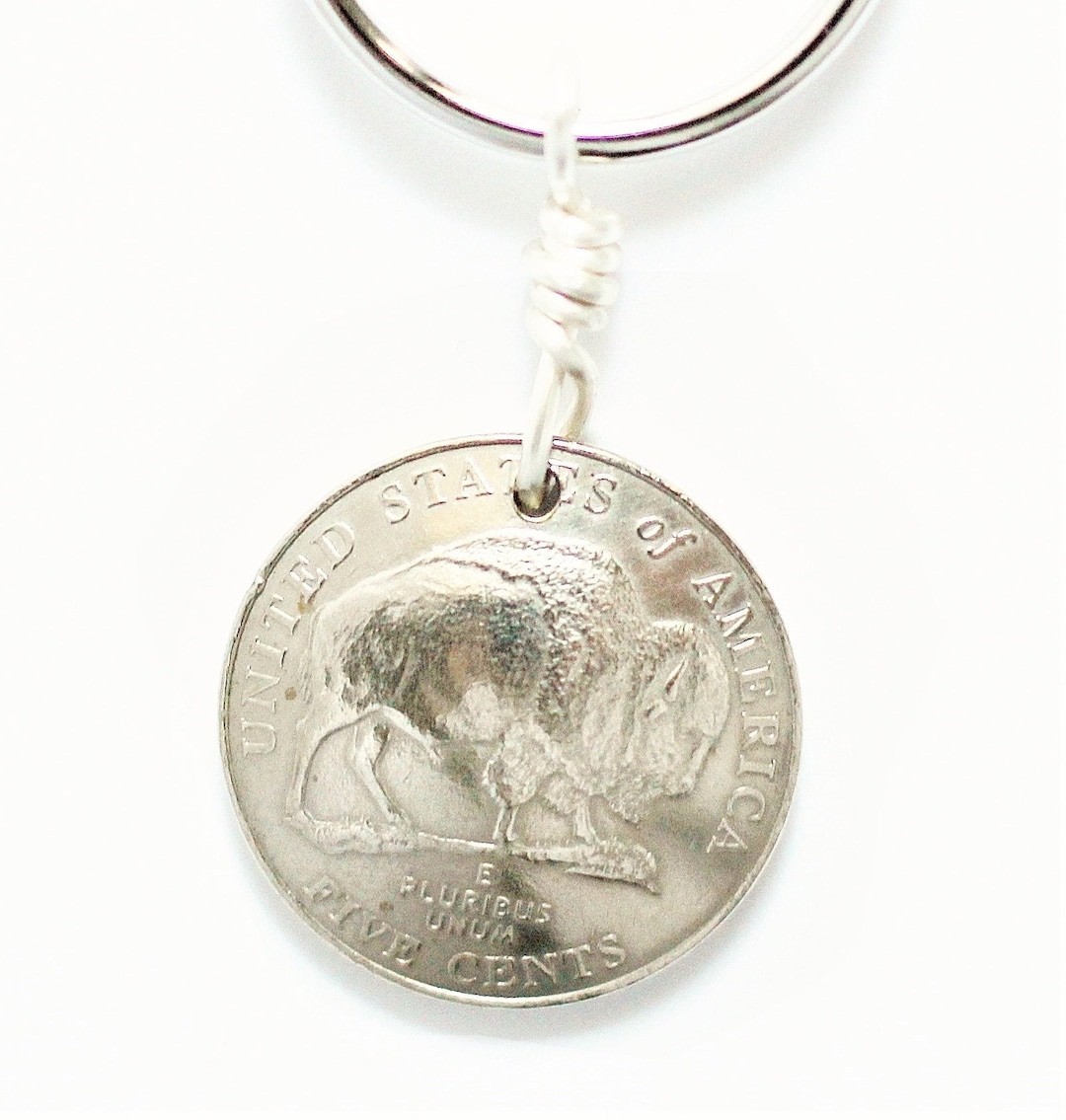 Buffalo Nickel Coin Keychain Modern U.S. Coin Thomas Jefferson Key Ring ...