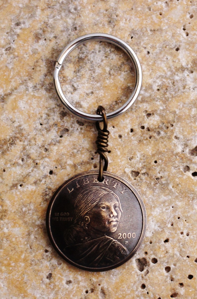 Domed Coin Keychain, Sacagawea, U.S. 1 Dollar, Lewis and Clark Key Ring ...