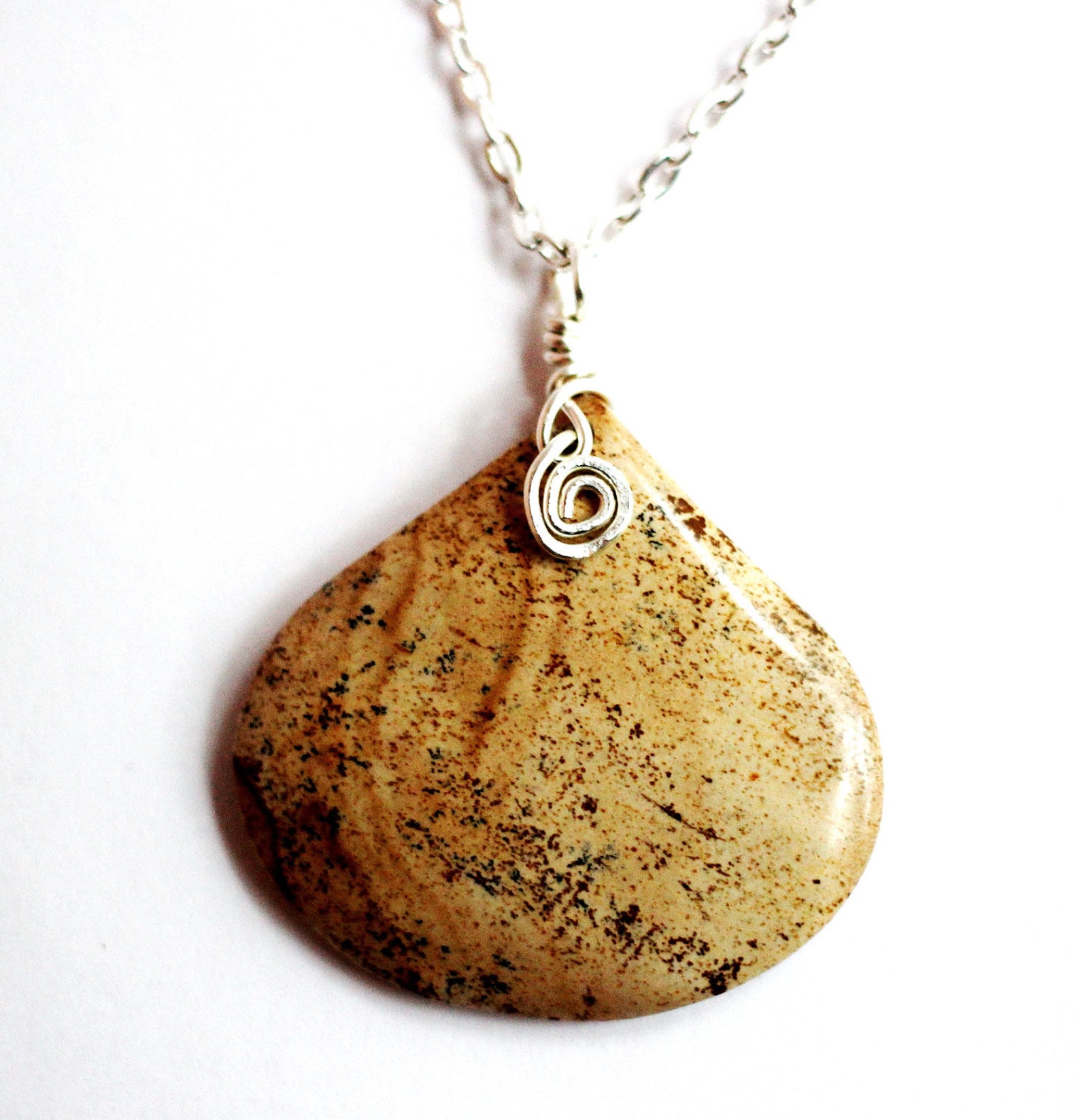 Polished Natural Stone Necklace Pendant, Wire Wrapped Necklace Pendant ...