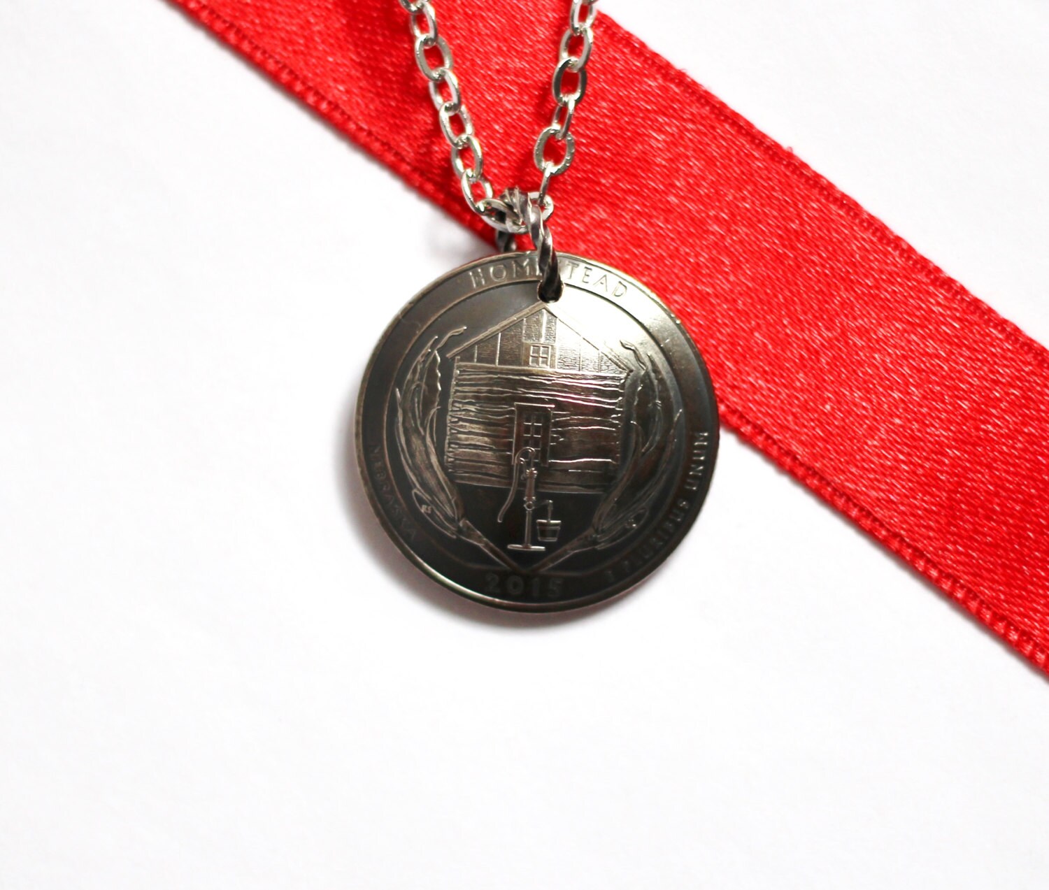 Quarter Coin Necklace U.S. Quarter Dollar Pendant Homestead - Etsy
