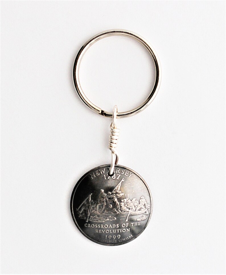New Jersey Quarter Keychain, George Washington, Delaware River U.S ...