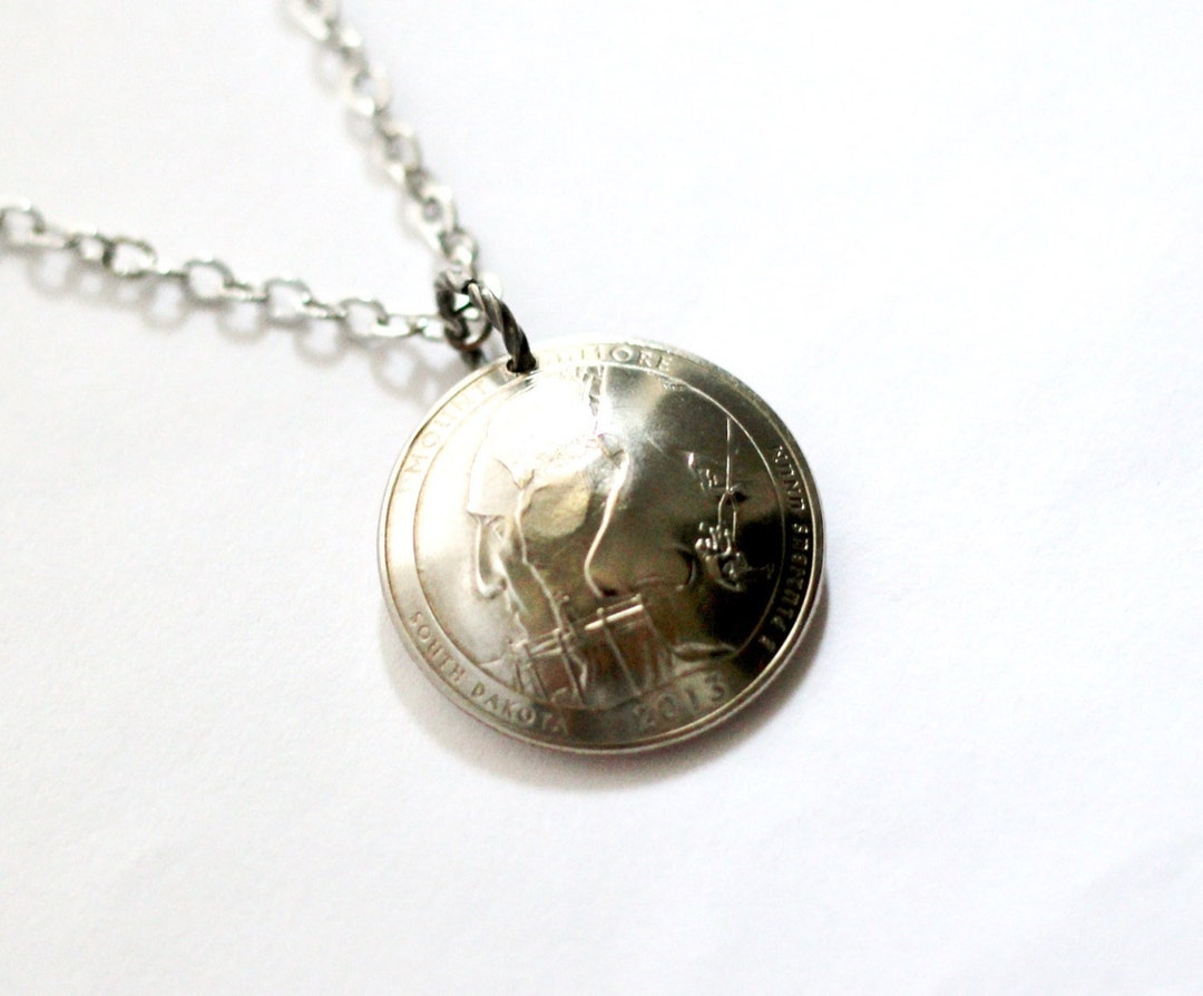 U.S. Quarter Coin Necklace, Pendant, Mount Rushmore, South Dakota ...